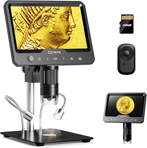ODM701 7" LCD Digital Microscope 1300X Coin Full View Coin Magnifier ...