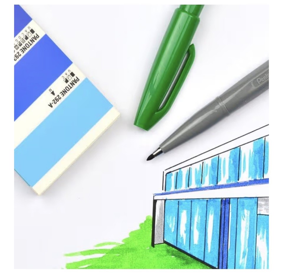 Pentel Sign Pen S520 light blue - Fibre Tip Pen 2mm Colouring ...
