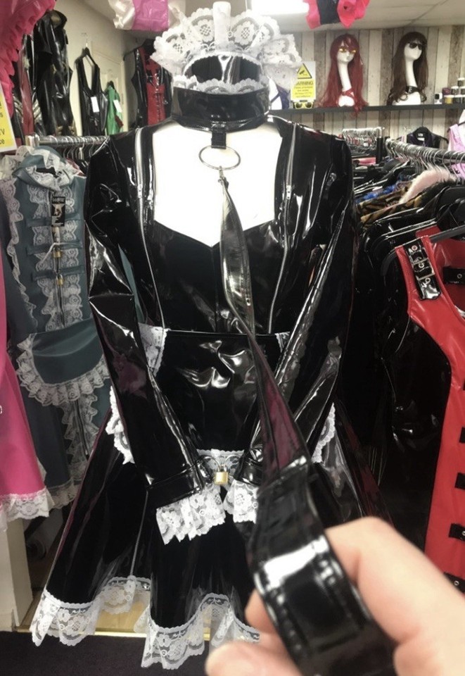 Misfitz black PVC padlock Sissy Maids Dress with lead SIZE 20 CD Fetish ...