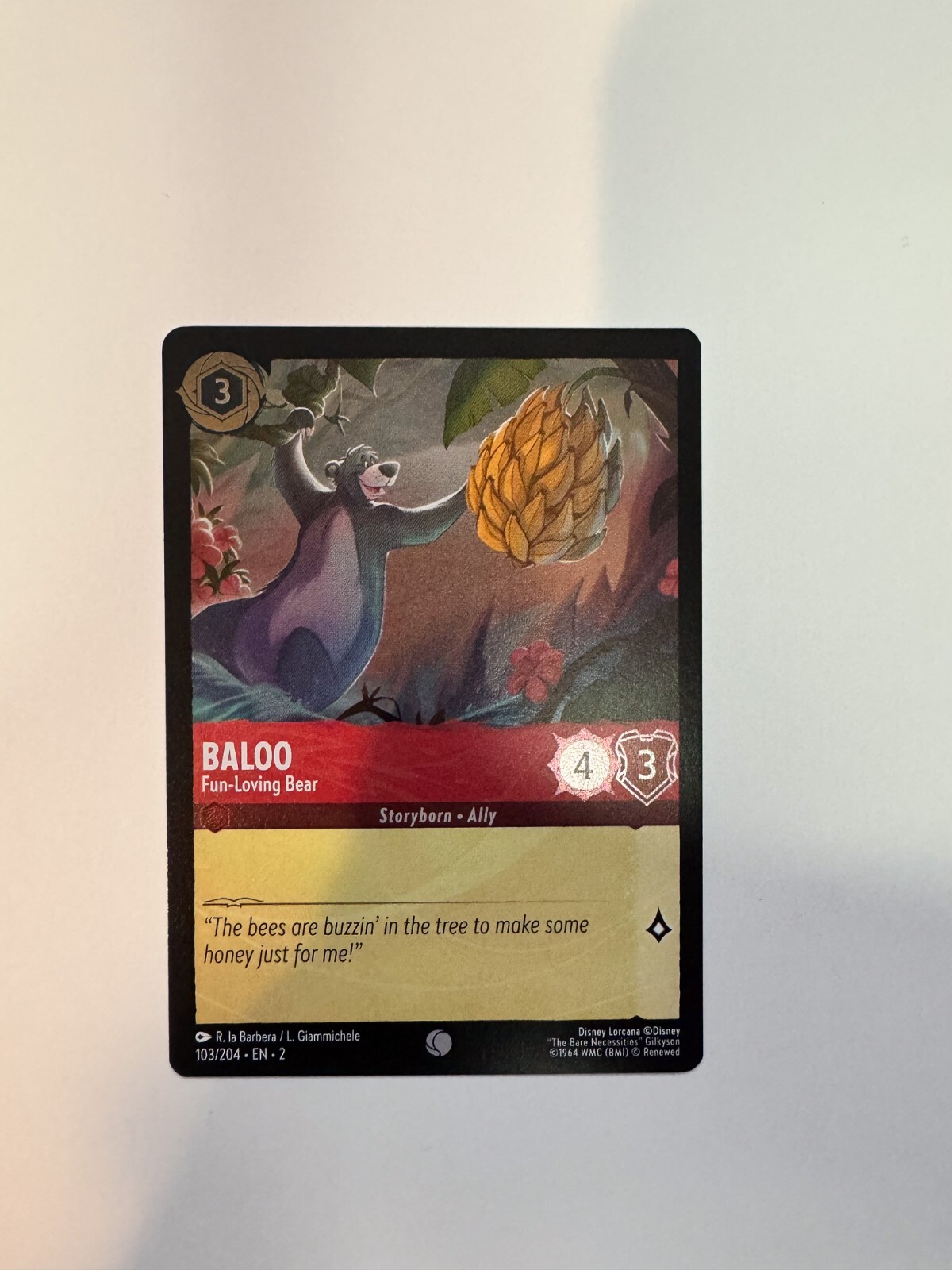 Baloo - Fun Loving Bear - NM - RARE 103/204 Lorcana Card | eBay