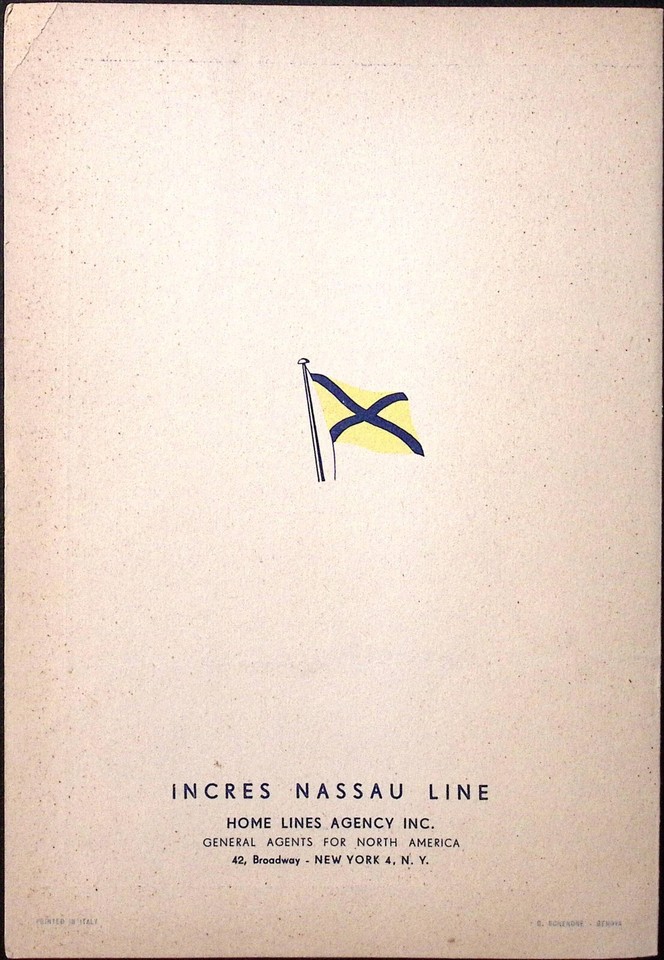 1953 Incres Nassau Line SS Nassau Program Anthropomorphic Raccoons Fly ...