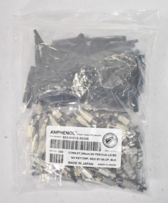 Lot of 100 Amphenol Fiber Optics Connectors BT-55 Ferrules 953-99013 ...