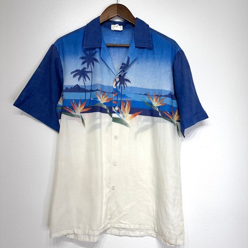 Vintage Olo Manu Hawaiian Bird of Paradise Beach Short Sleeve Top M | eBay