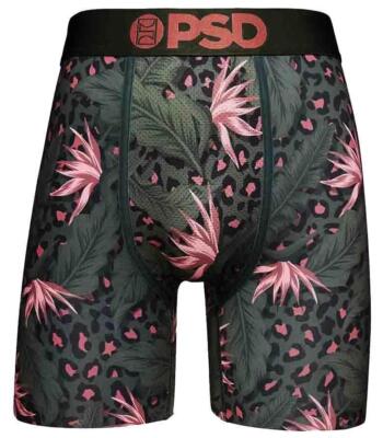 PSD Tropical Leopard Dark Green Mesh Front & Back Panels Boxers Men's ...