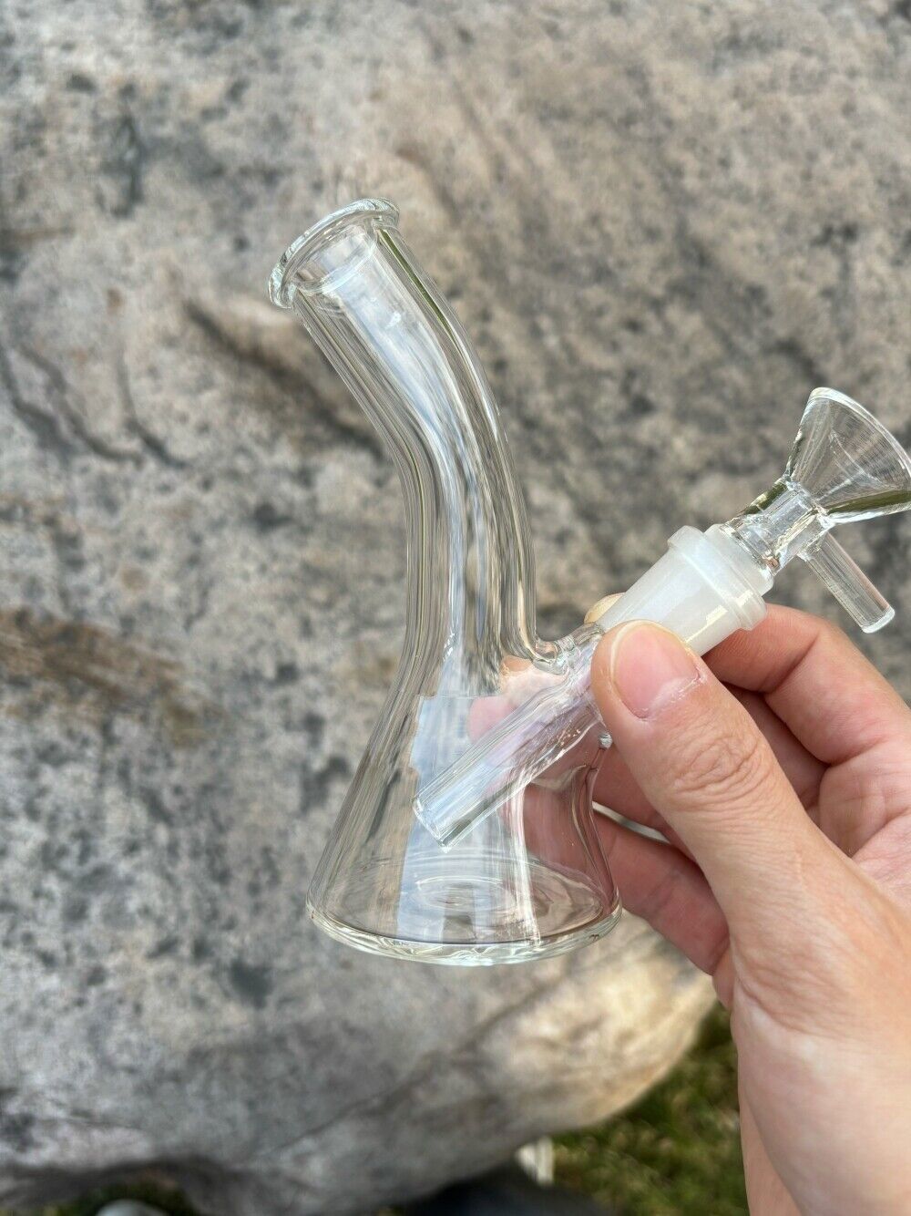 4.5" Glass Bong Pyrex Clear Water Pipe Beaker Curved Smoking Bubbler ...