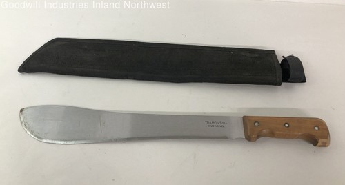 Tramontina Bolo Machete Sword with Wood Handle & Black Sheath Made in ...