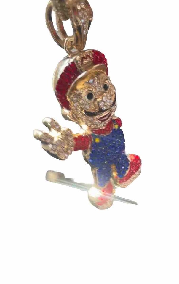 Hop Hip Icy Out AAA CZ Super Mario Pendant Necklace With 36” Gold ...