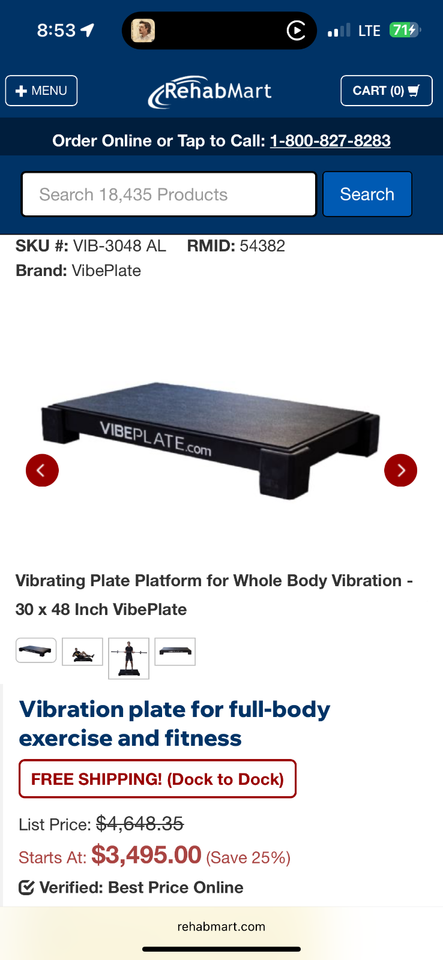 VibePlate Whole Body Vibration Plate 30x48 10-60hz | eBay