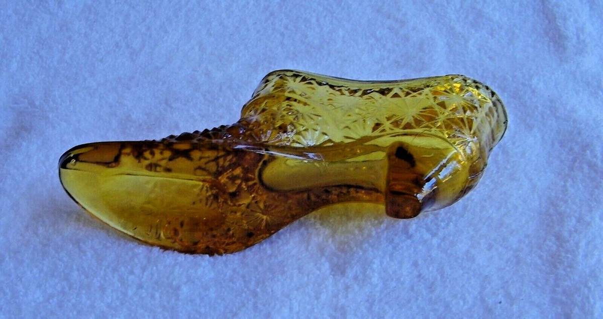 Vintage Amber Glass Shoe Collectible Home Decor Vintage Vintage