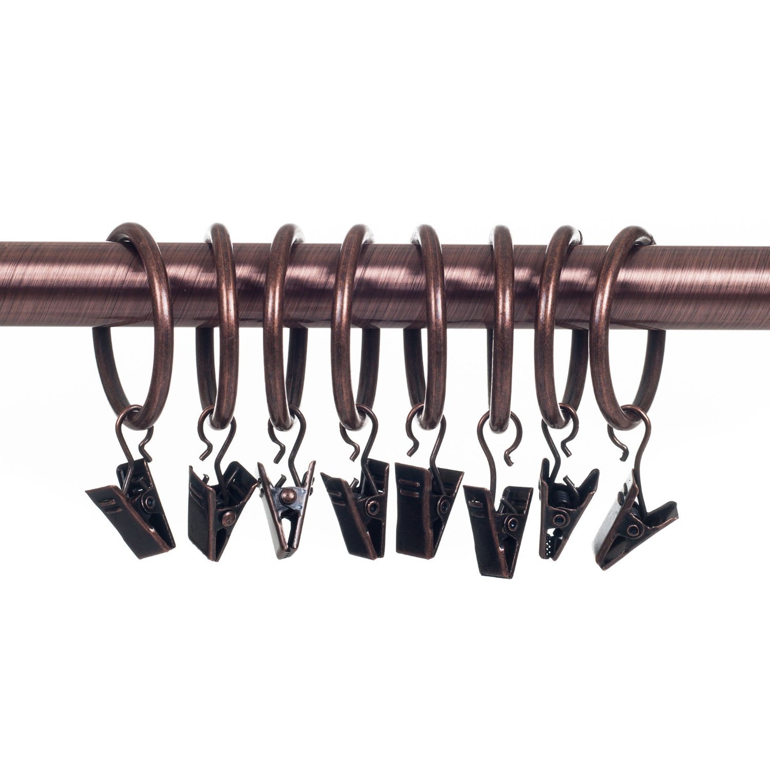 Lavish Home Curtain Rod Ring Clips,1.25-Inch, Copper Set of 8 New Free ...