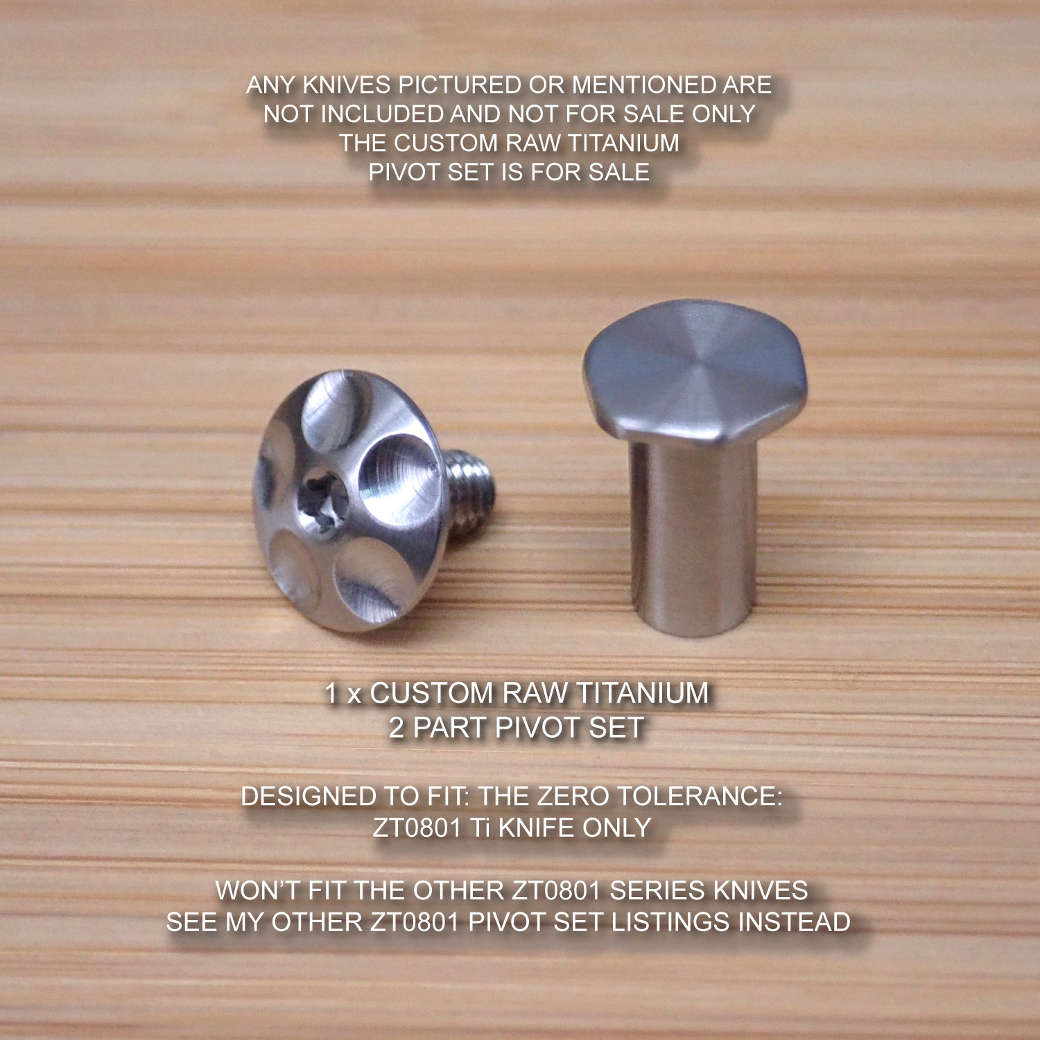 Zero Tolerance ZT0801Ti 0801Ti ZT 801Ti Custom 2pc RAW Titanium Pivot ...