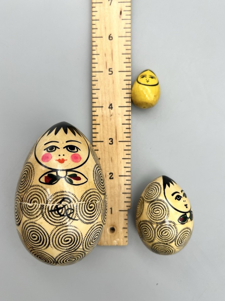 Vintage Matryoshka Russian "Babushka" Doll Hand-painted Wood Nesting ...