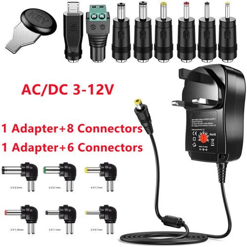 Universal 3-12V Adjustable Voltage Adaptor Charger USB AC/DC Power ...