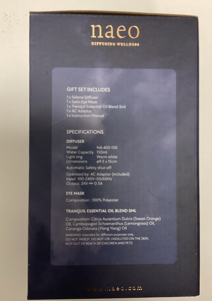 Naeo Diffusing Wellness, Ceramic Aroma Diffuser, Satin Eye Mask, Oil ...