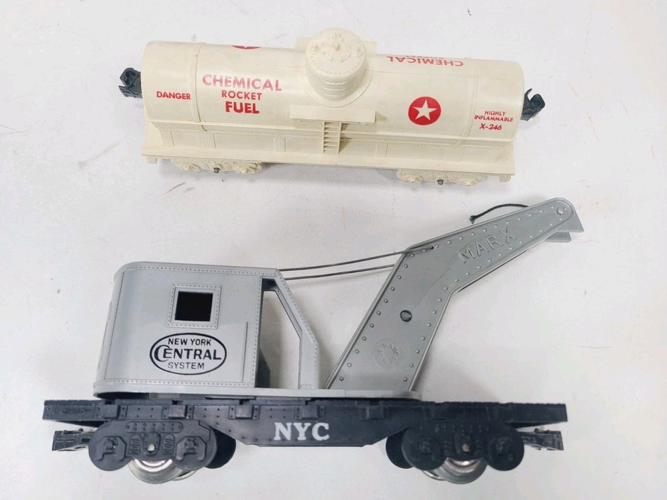 Marx Plastic Train 8pc Lot - Rocket Fuel X-246, NYC Crane, Gondola ...