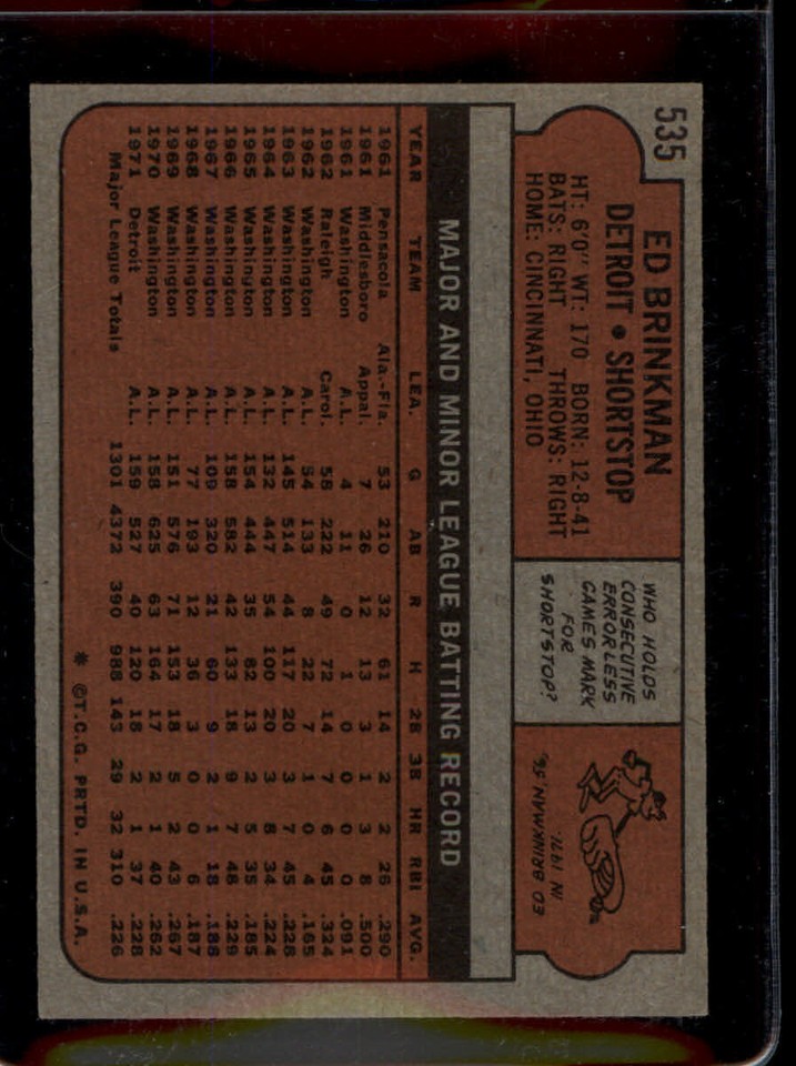 1972 TOPPS Baseball High Grade PICK Choice Complete your Set #535 ...