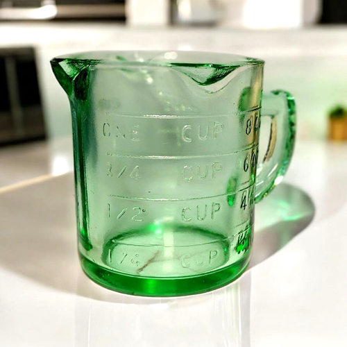Green Depression Style Glass Measuring Cup , Vintage, Kitchenware ...