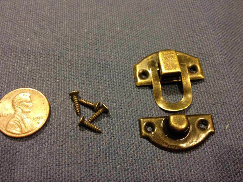 10 sets Dark mini dollhouse Antique wood latch Sets Box Case Lock hinge ...