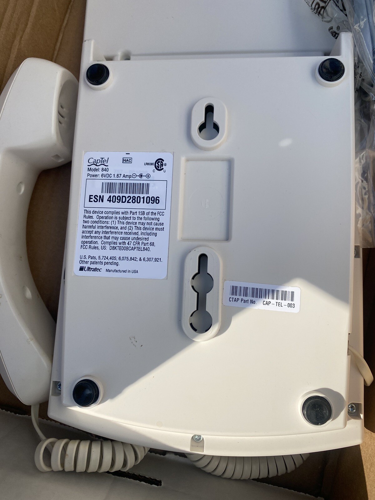 Ultratec CapTel 840 Phone Hearing Impaired Amplified Captioned Untested ...