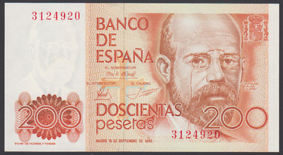 Spain 200 Pesetas 16-09-1980 AU P. 156, Banknote, Uncirculated | eBay