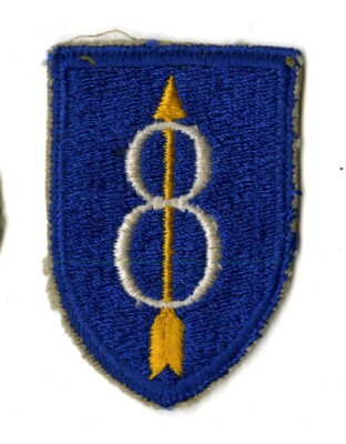 8th Infantry Division Flat Top White Back Patch WWII Vintage Normandy ...