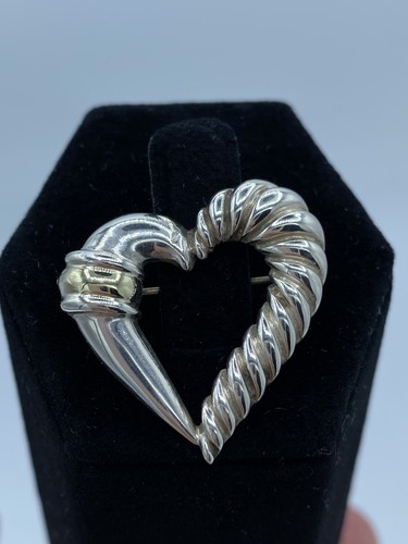 David Yurman Designer Heart Pin Brooch Sterling Silver & 14k Yellow ...