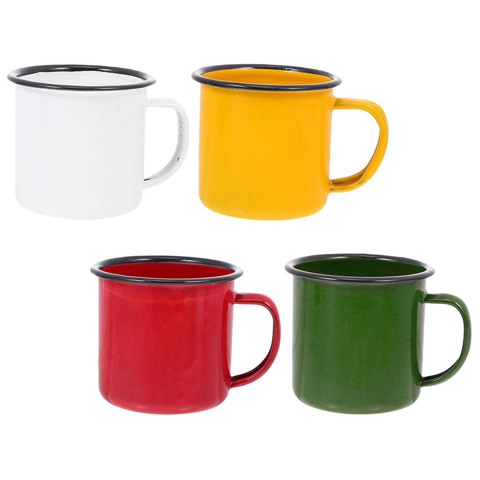4 Pcs Vintage Enamel Mug Office Travel Drinking Mugs Cups Retro Coffee ...