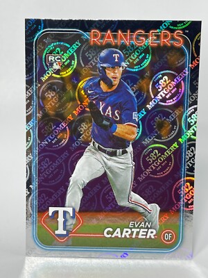 2024 Topps EVAN CARTER Rangers rc #280 Rookie Montgomery Club 582 Foil ...