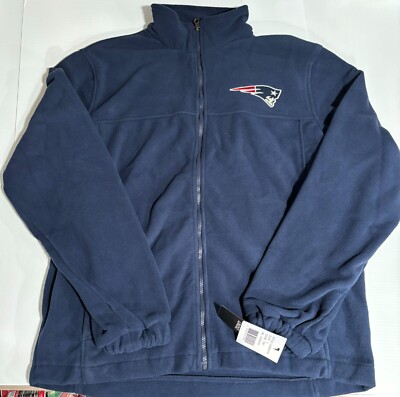 NFL New England Patriots Navy Blue Embroider Chest Logo Full Zip-Up ...