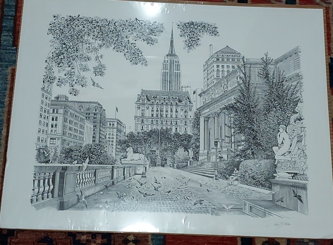 Delbart Duchein New York Public Library Signed Print | eBay