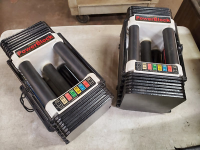 Pair of Classic 50 Power Block Dumbbell Weight Sets, Adjustable 10 to ...