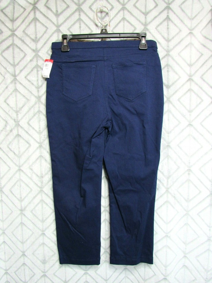 New Basic Editions Capris Size S Blue Pull On Stretch Back Pockets ...