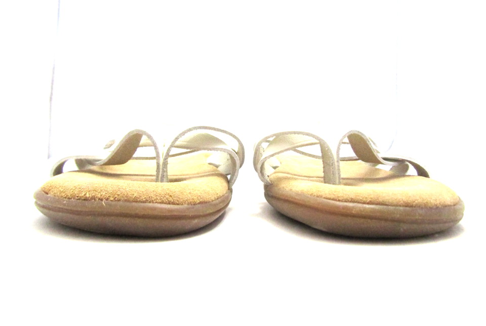 VTG GH Bass Co Sunjuns Strappy Flat THONGS Sandals LEATHER WHITE SHARON ...