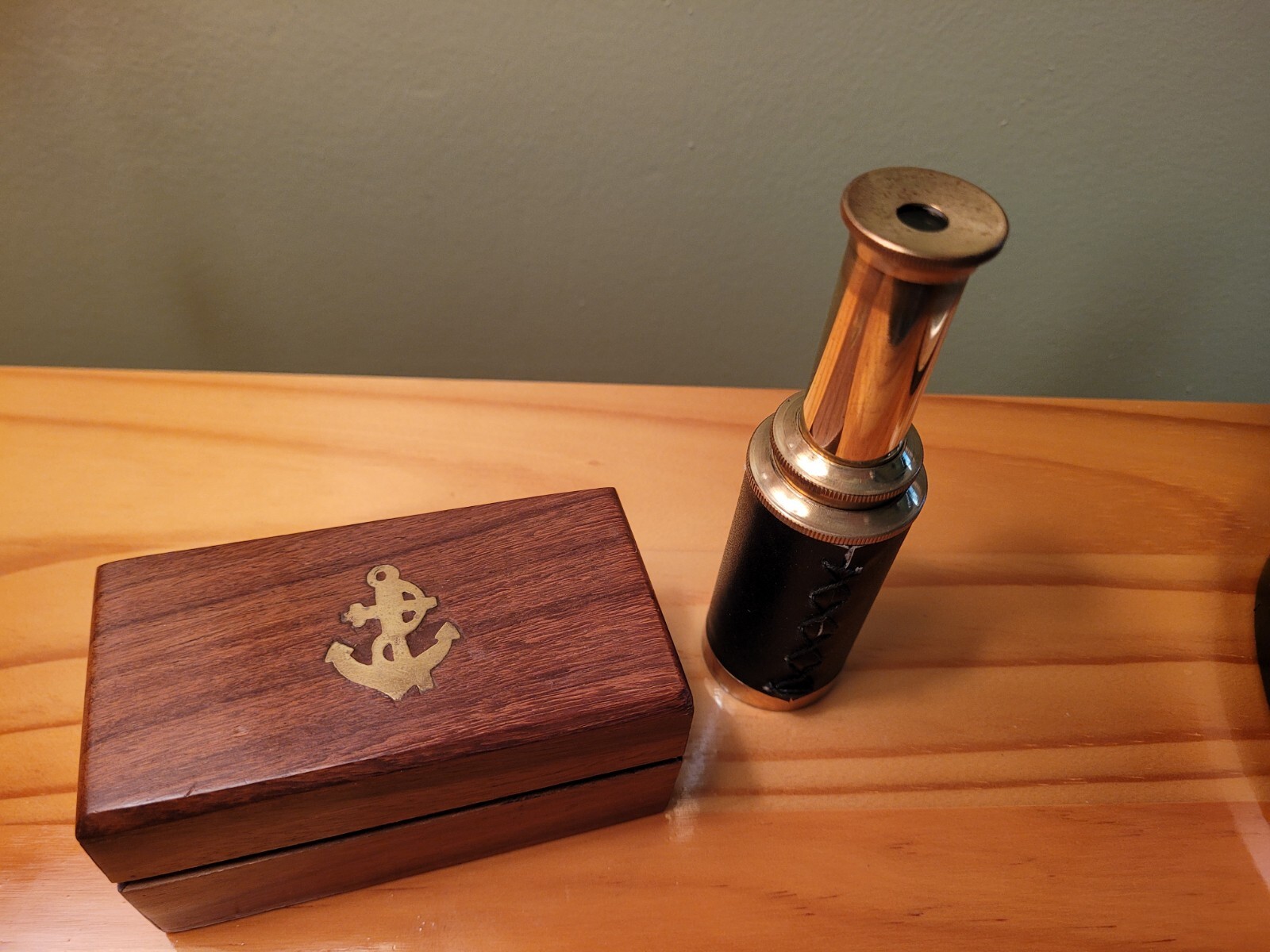 Brass Handheld Telescope/Monocular/Spy Glass Scope With Wood Case | eBay