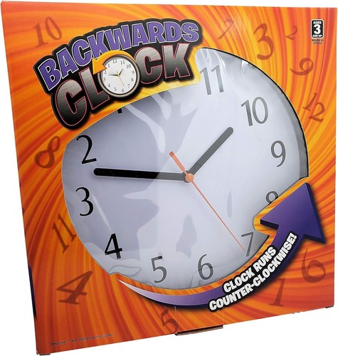 Funny Black Backwards Wall Clock (9") Large Numbers. Runs ...