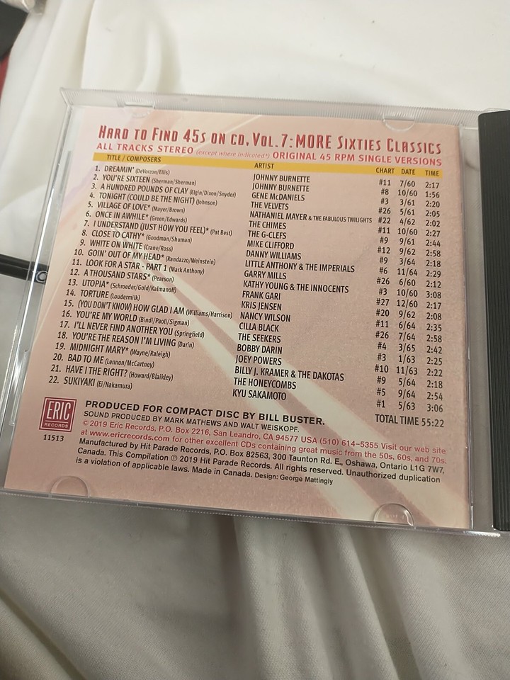 Hard-To-Find 45's On CD, Vol. 7: 60s Classics by Various Artists (CD, 2001) 730531151321| eBay