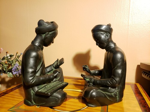 Vintage Austin Productions USA Pair Of Chinese Scribe And Mathematician ...