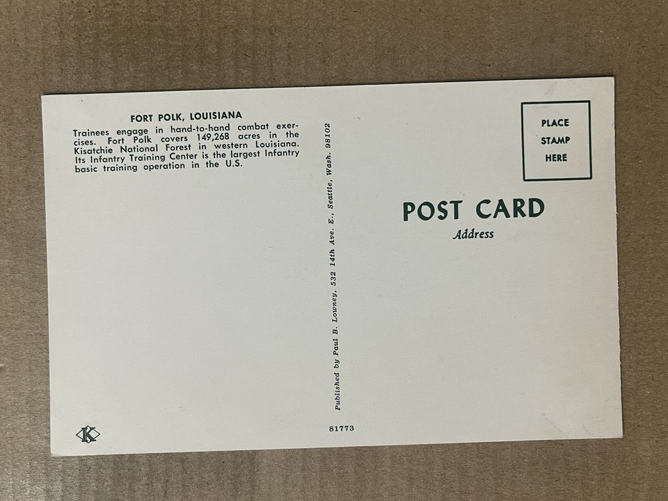 Postcard Fort Polk LA Louisiana Army Infantry Basic Training Hand To ...