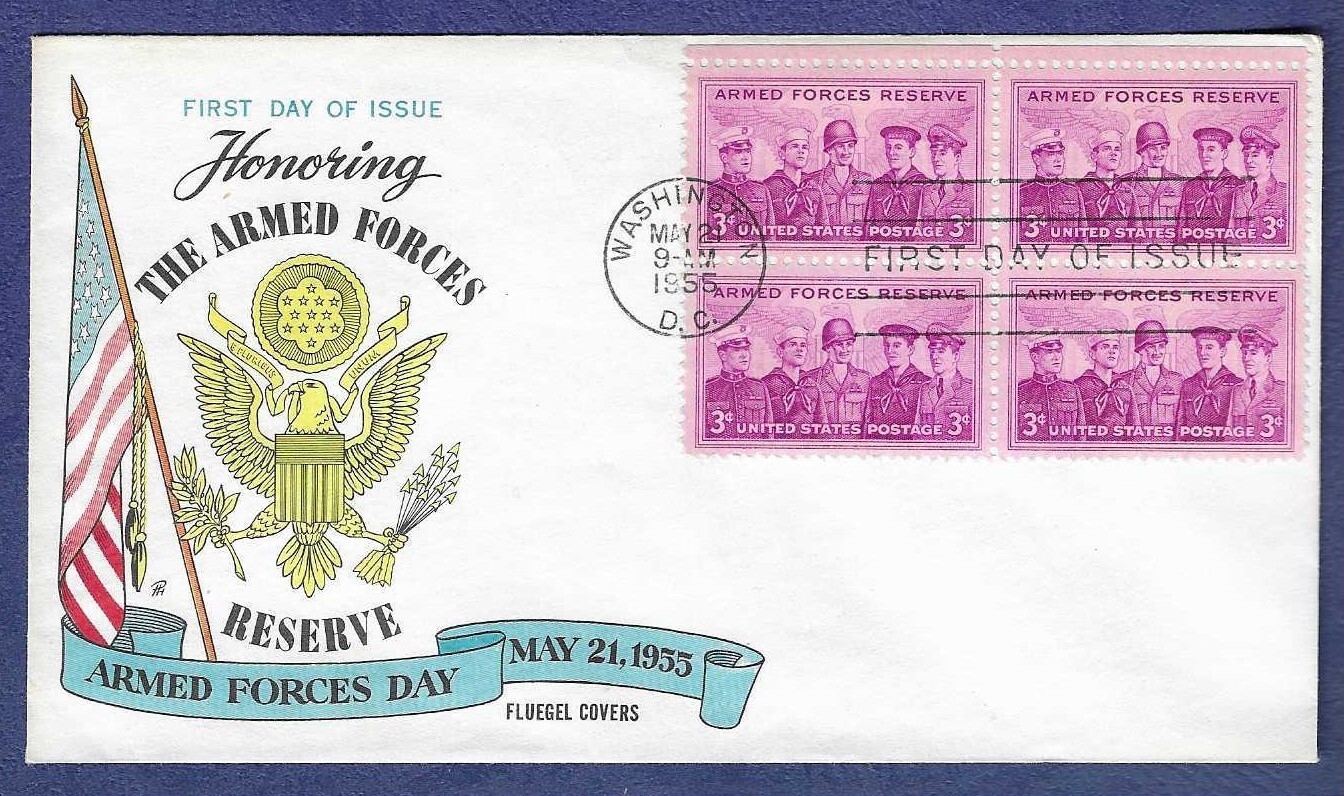 1955 FDC Armed Forces Reserve issue #1067 Fluegel cachet | eBay