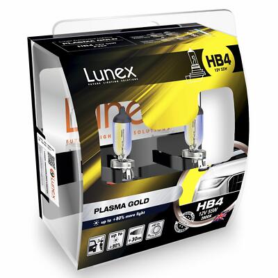 Lunex HB4 PLASMA GOLD 12V Headlight 9006 80% more light Bulbs P22d ...