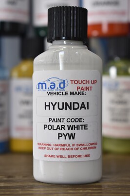 TOUCH UP KIT FOR HYUNDAI POLAR WHITE PYW PAINT 30ML SCRATCH I30 SANTA ...