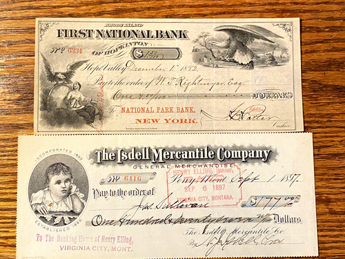 553,Beautiful Lot of Vignette VIntage Checks w Revenue 1863-1908 | eBay