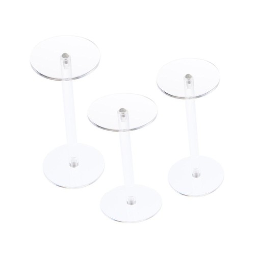 3pcs Transparent Round Riser Stands Clear Showcase Fixture Collectible ...