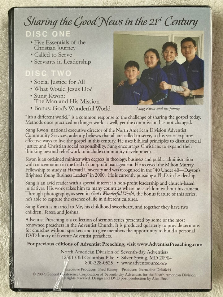 7th Day Adventist Preaching DVD Set - Sharing the Good News by Sung ...