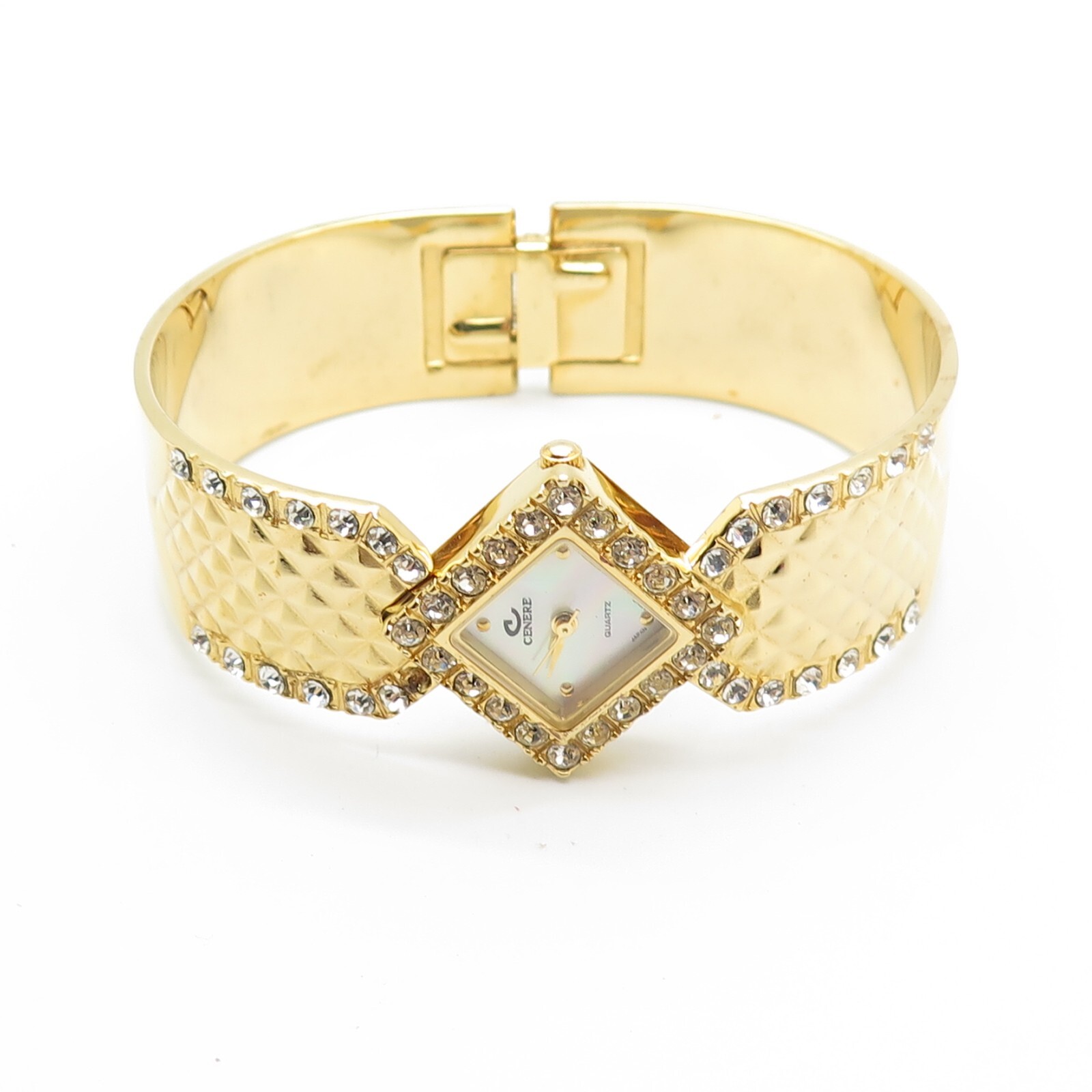 Cenere Gold Tone Quartz Rhinestone Bangle Watch | eBay