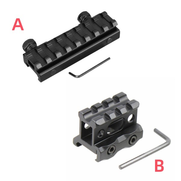 0.5" Picatinny Rail Riser Mount 8 Slots/ See Through 1" 3 Slot Scope ...