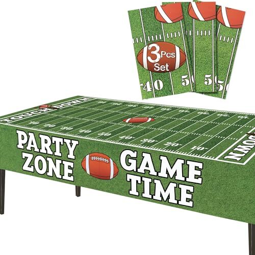Football Tablecloth Plastic | 3 Pcs Party Pack (54” Inch Wide x 72 ...