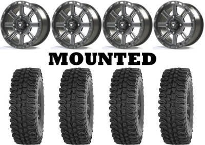 Kit 4 Frontline BDC Tires 33x10-15 on Bullite Lancer Gray BT-02 Wheels ...