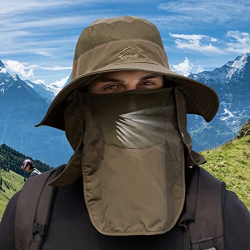 Fishing Hat for Men Sun Protection Hat with Removable Mesh Face Neck ...