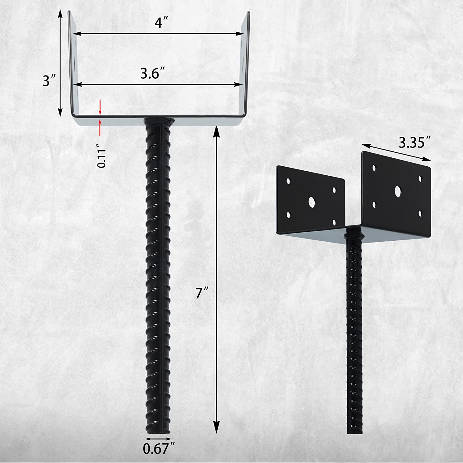 U Shape Fence Post Holder 4 Inches X 4 Inches 4 Pack, Concrete Post ...